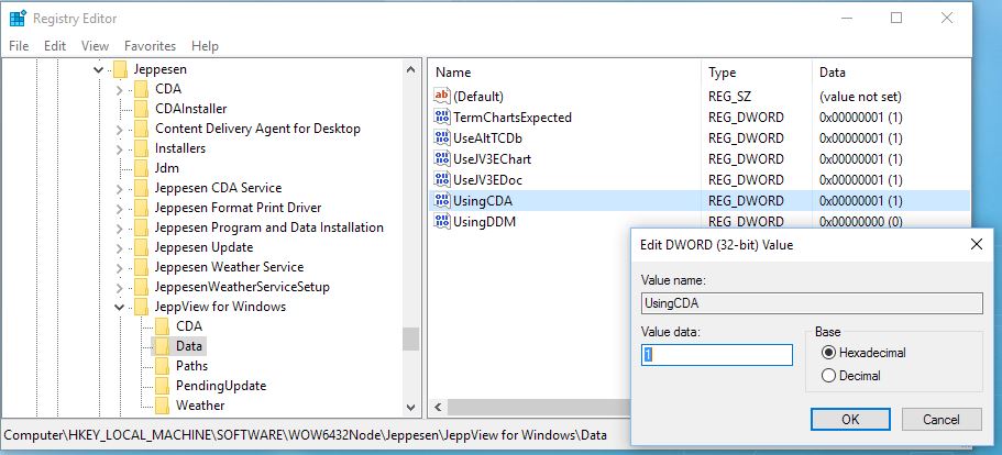 The JeppView for Windows data effectivity window indicates the enroute ...
