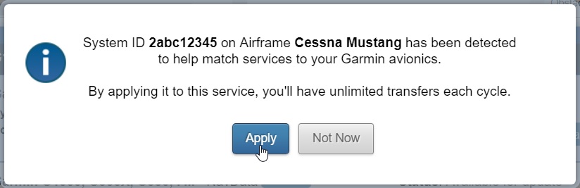 Verifying and applying a Garmin System ID to a service in Jeppesen ...