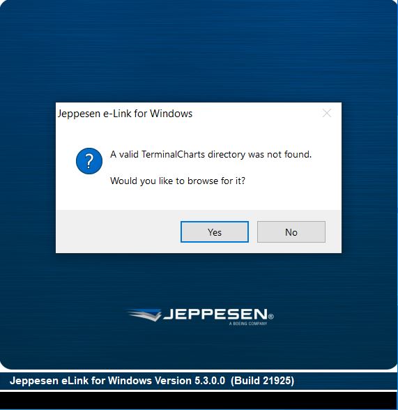 "A valid TerminalCharts directory was not found..." when launching eLink for Windows
