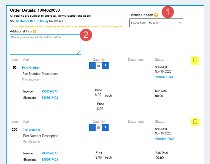 Online RMA - Return Material Authorization