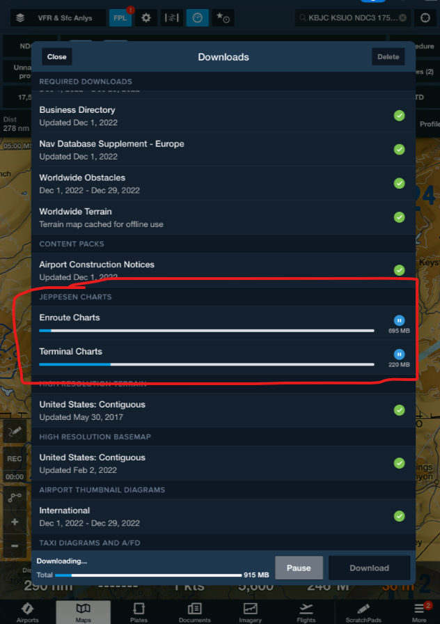 ForeFlight - Deactivate/Reactivate Jeppesen Charts