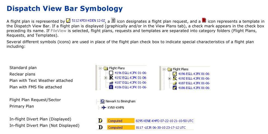 Jetplanner Dispatch View Bar Symbology