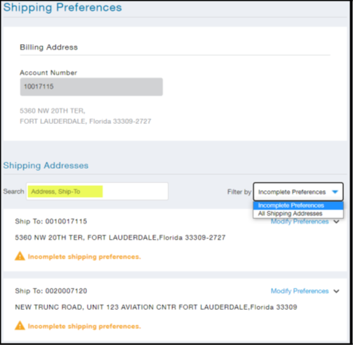 Service Level Routing – View and Update Shipping Preferences