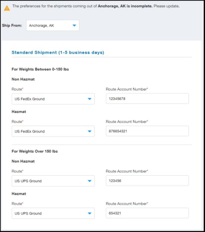 Service Level Routing – View and Update Shipping Preferences