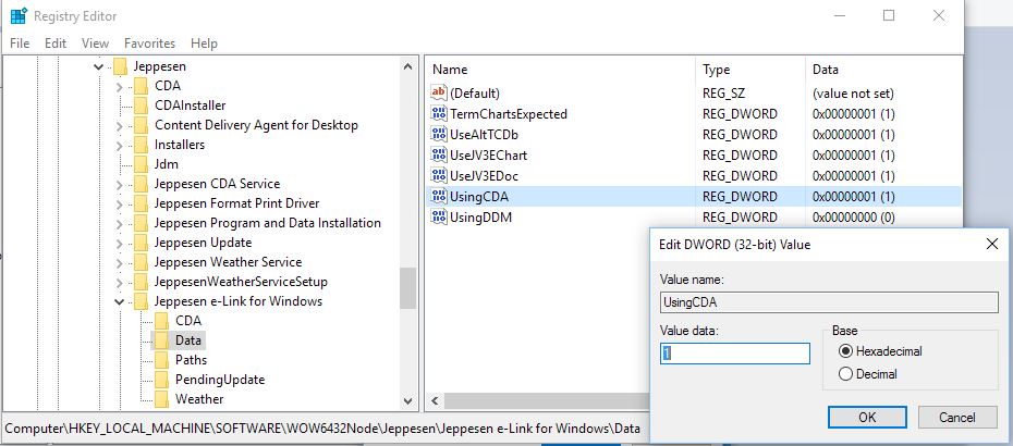 The eLink for Windows data effectivity window indicates the enroute ...