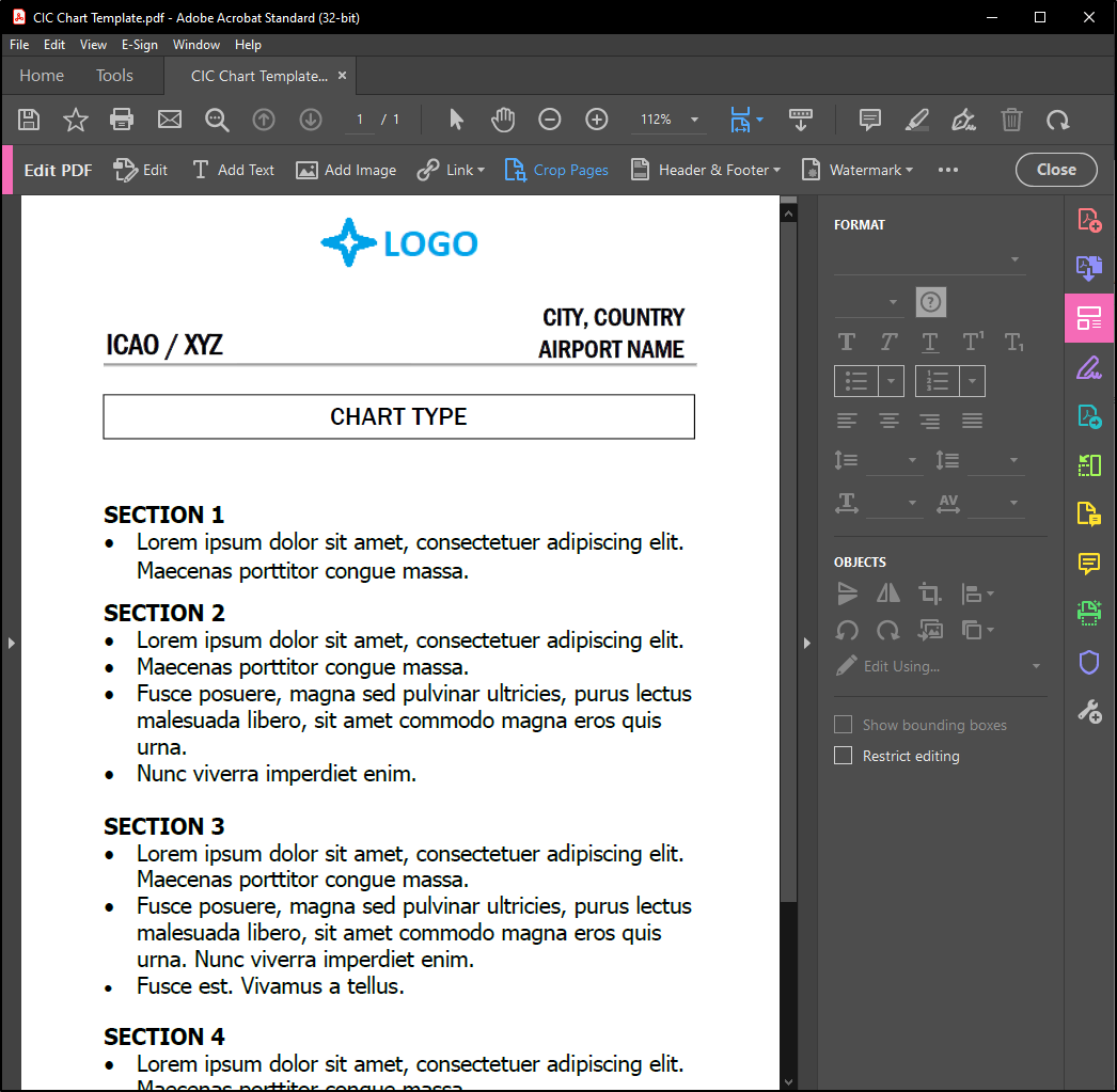 A Customer-inserted Chart (CIC) appears skewed/misaligned in a Trip Kit