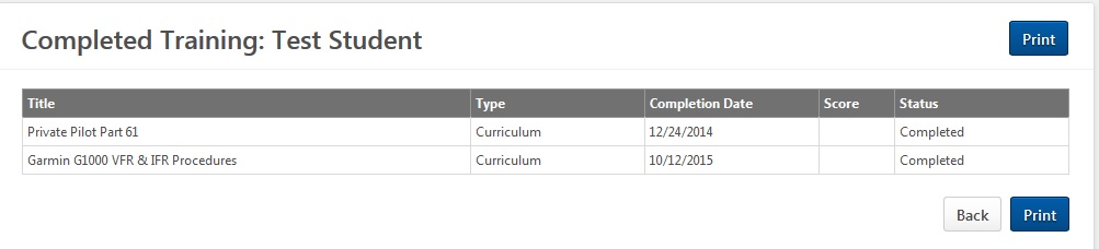 How to print a transcript for the Jeppesen Learning Center