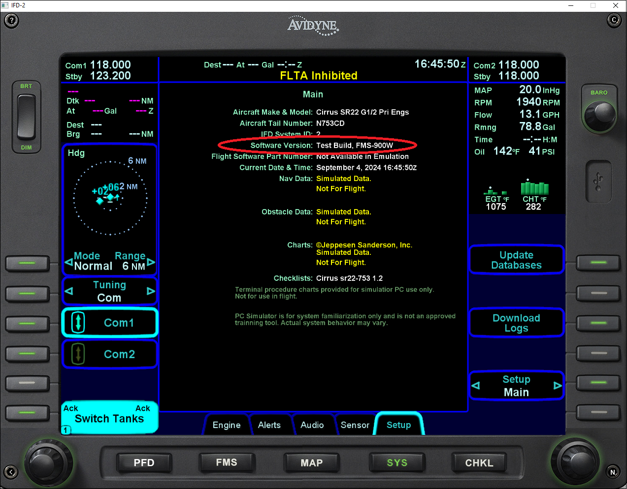 How to find the software version of an Avidyne Entegra Release 9 flight display system