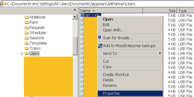 User is currently in use by another instance of JetPlanner